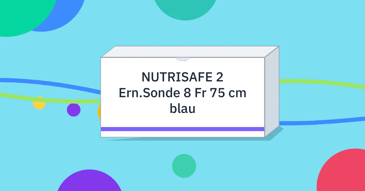Symbolbild: Packung mit der Aufschrift NUTRISAFE 2 Ern.Sonde 8 Fr 75 cm blau (PZN 12907337) – Verfügbarkeit und Bezug in Apotheken in Frankfurt am Main
