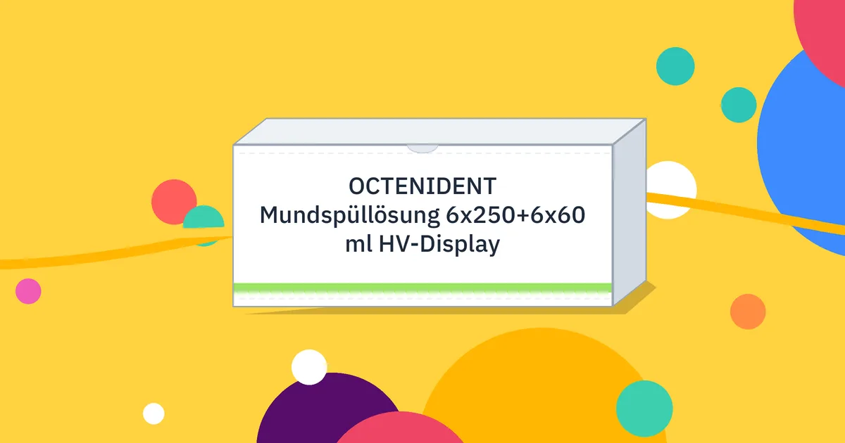 Symbolbild: Packung mit der Aufschrift OCTENIDENT Mundspüllösung 6x250+6x60 ml HV-Display (PZN 19628971) – Verfügbarkeit und Bezug in Apotheken in Frankfurt am Main