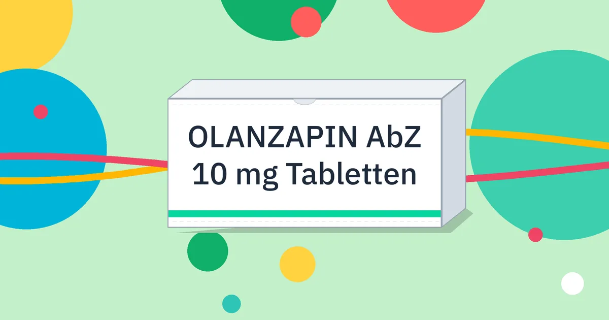 Symbolbild: Packung mit der Aufschrift OLANZAPIN AbZ 10 mg Tabletten (PZN 09089645) – Verfügbarkeit und Bezug in Apotheken in Frankfurt am Main