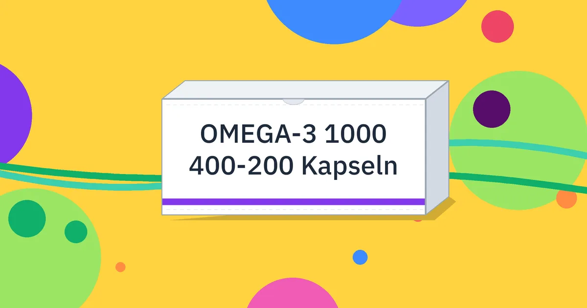 Symbolbild: Packung mit der Aufschrift OMEGA-3 1000 400-200 Kapseln (PZN 10297403) – Verfügbarkeit und Bezug in Apotheken in Frankfurt am Main