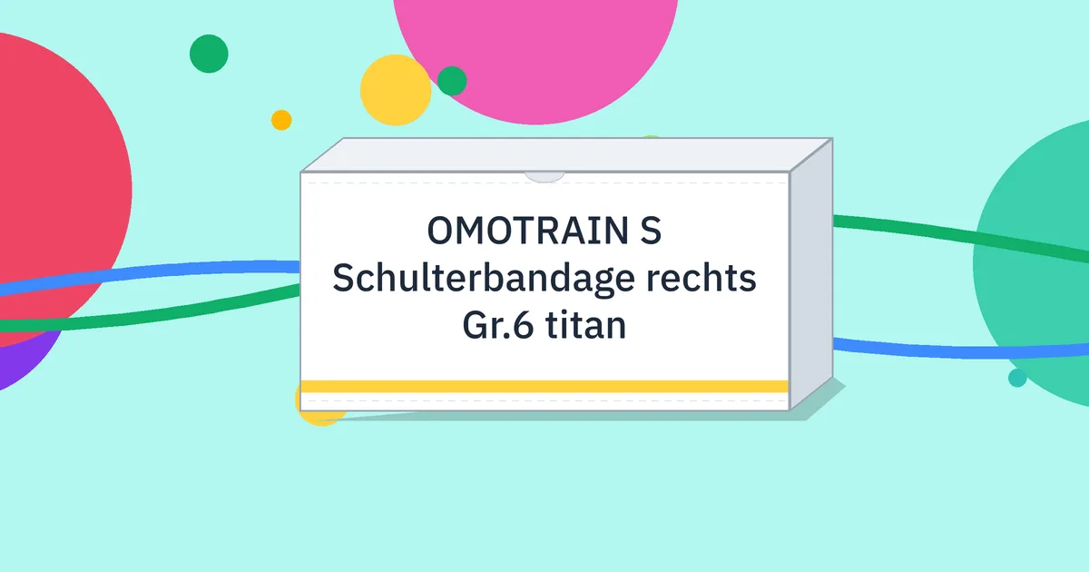 Symbolbild: Packung mit der Aufschrift OMOTRAIN S Schulterbandage rechts Gr.6 titan (PZN 01865446) – Verfügbarkeit und Bezug in Apotheken in Frankfurt am Main