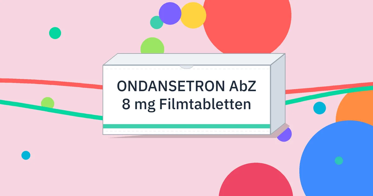 Symbolbild: Packung mit der Aufschrift ONDANSETRON AbZ 8 mg Filmtabletten (PZN 01811522) – Verfügbarkeit und Bezug in Apotheken in Frankfurt am Main