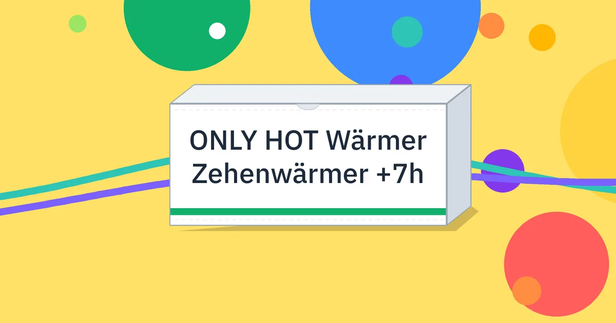 Symbolbild: Packung mit der Aufschrift ONLY HOT Wärmer Zehenwärmer +7h (PZN 17843932) – Verfügbarkeit und Bezug in Apotheken in Frankfurt am Main