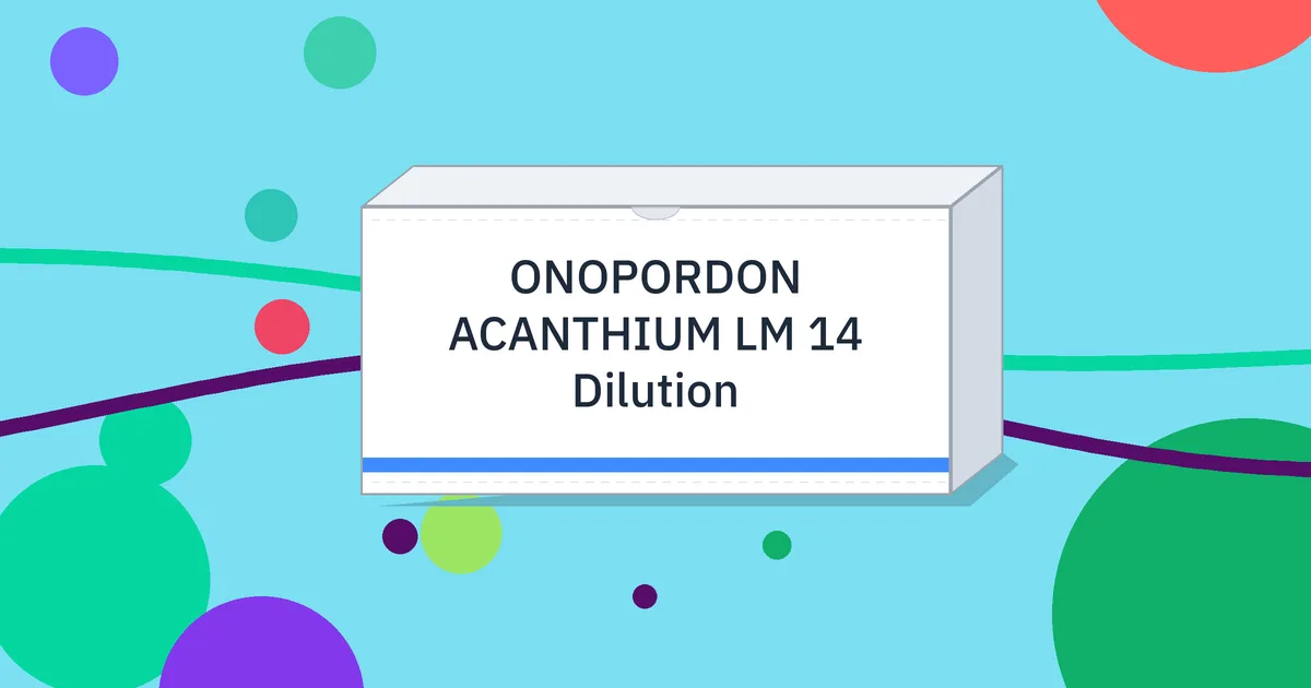Symbolbild: Packung mit der Aufschrift ONOPORDON ACANTHIUM LM 14 Dilution (PZN 13626184) – Verfügbarkeit und Bezug in Apotheken in Frankfurt am Main