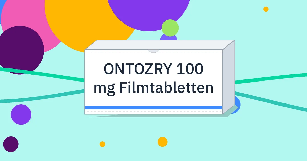 Symbolbild: Packung mit der Aufschrift ONTOZRY 100 mg Filmtabletten (PZN 18450531) – Verfügbarkeit und Bezug in Apotheken in Frankfurt am Main