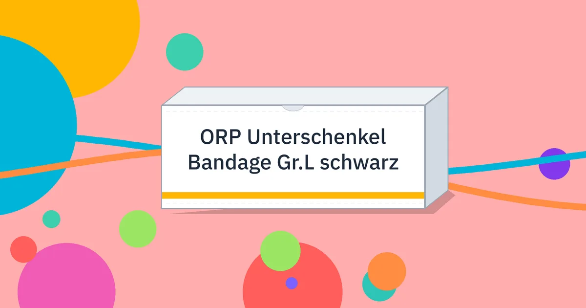 Symbolbild: Packung mit der Aufschrift ORP Unterschenkel Bandage Gr.L schwarz (PZN 04903199) – Verfügbarkeit und Bezug in Apotheken in Frankfurt am Main