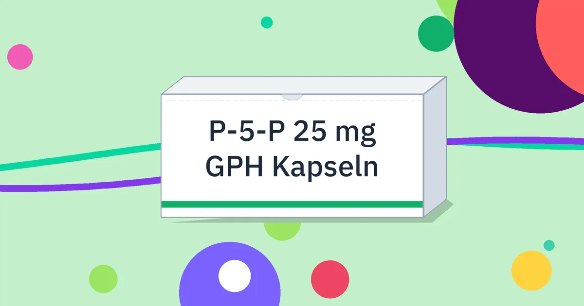 Symbolbild: Packung mit der Aufschrift P-5-P 25 mg GPH Kapseln (PZN 16935253) – Verfügbarkeit und Bezug in Apotheken in Frankfurt am Main