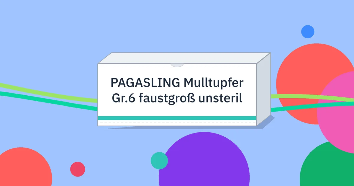Symbolbild: Packung mit der Aufschrift PAGASLING Mulltupfer Gr.6 faustgroß unsteril (PZN 03509342) – Verfügbarkeit und Bezug in Apotheken in Frankfurt am Main