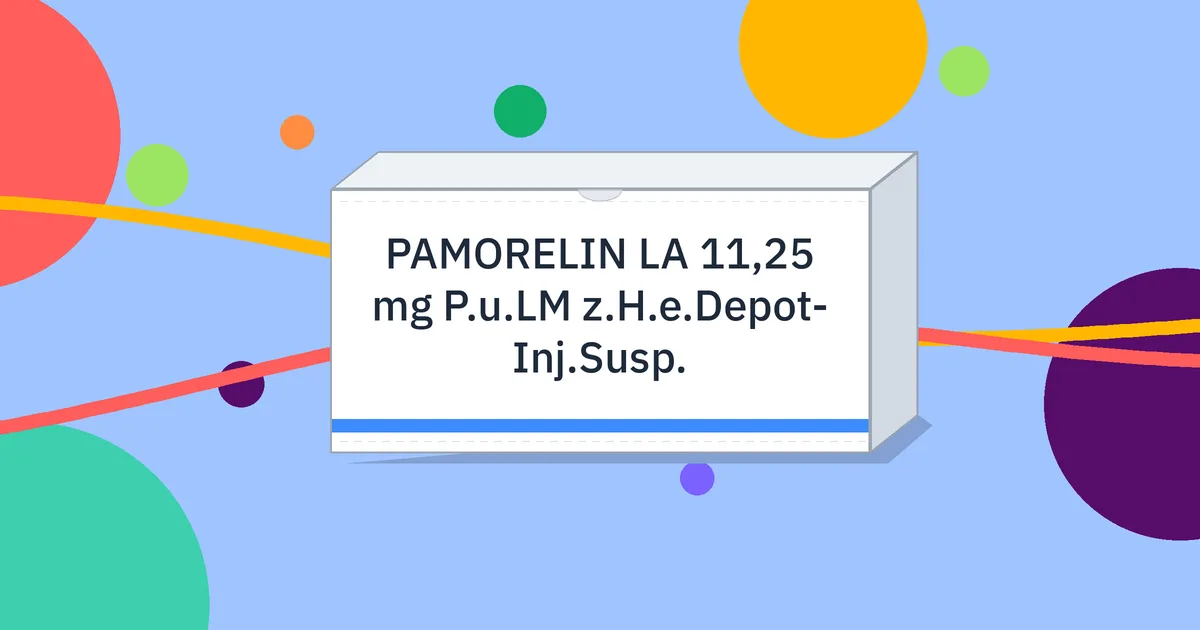 Symbolbild: Packung mit der Aufschrift PAMORELIN LA 11,25 mg P.u.LM z.H.e.Depot-Inj.Susp. (PZN 18218751) – Verfügbarkeit und Bezug in Apotheken in Frankfurt am Main