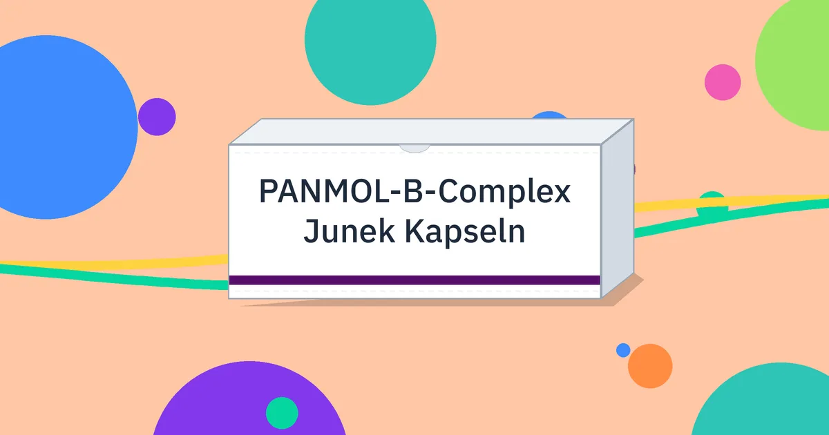 Symbolbild: Packung mit der Aufschrift PANMOL-B-Complex Junek Kapseln (PZN 00996672) – Verfügbarkeit und Bezug in Apotheken in Frankfurt am Main