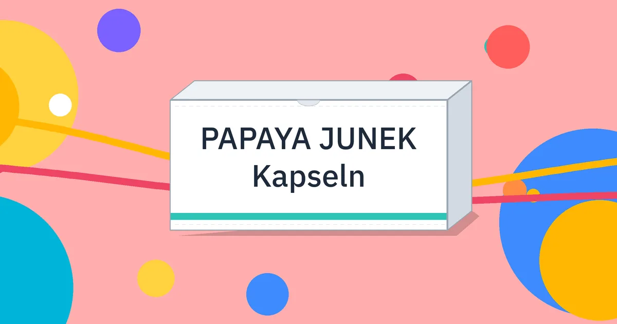 Symbolbild: Packung mit der Aufschrift PAPAYA JUNEK Kapseln (PZN 03499023) – Verfügbarkeit und Bezug in Apotheken in Frankfurt am Main