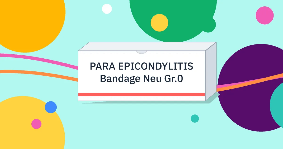 Symbolbild: Packung mit der Aufschrift PARA EPICONDYLITIS Bandage Neu Gr.0 (PZN 06987208) – Verfügbarkeit und Bezug in Apotheken in Frankfurt am Main