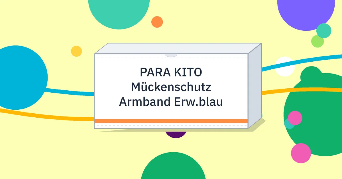 Symbolbild: Packung mit der Aufschrift PARA KITO Mückenschutz Armband Erw.blau (PZN 19164483) – Verfügbarkeit und Bezug in Apotheken in Frankfurt am Main