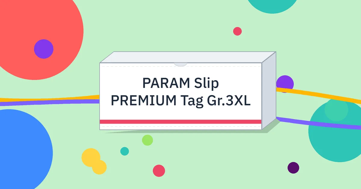 Symbolbild: Packung mit der Aufschrift PARAM Slip PREMIUM Tag Gr.3XL (PZN 09317997) – Verfügbarkeit und Bezug in Apotheken in Frankfurt am Main