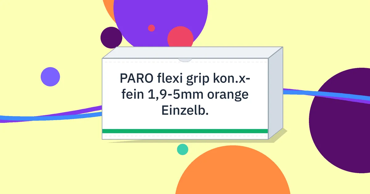 Symbolbild: Packung mit der Aufschrift PARO flexi grip kon.x-fein 1,9-5mm orange Einzelb. (PZN 17372734) – Verfügbarkeit und Bezug in Apotheken in Frankfurt am Main