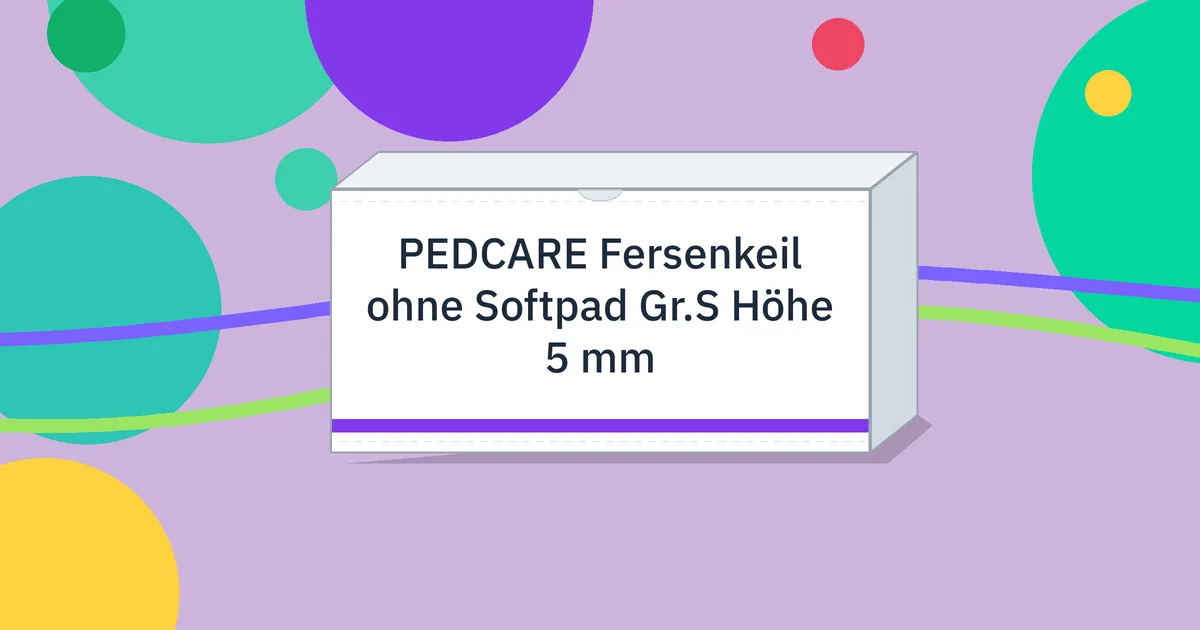 Symbolbild: Packung mit der Aufschrift PEDCARE Fersenkeil ohne Softpad Gr.S Höhe 5 mm (PZN 13964099) – Verfügbarkeit und Bezug in Apotheken in Frankfurt am Main