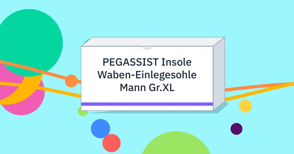 Symbolbild: Packung mit der Aufschrift PEGASSIST Insole Waben-Einlegesohle Mann Gr.XL (PZN 14255264) – Verfügbarkeit und Bezug in Apotheken in Frankfurt am Main