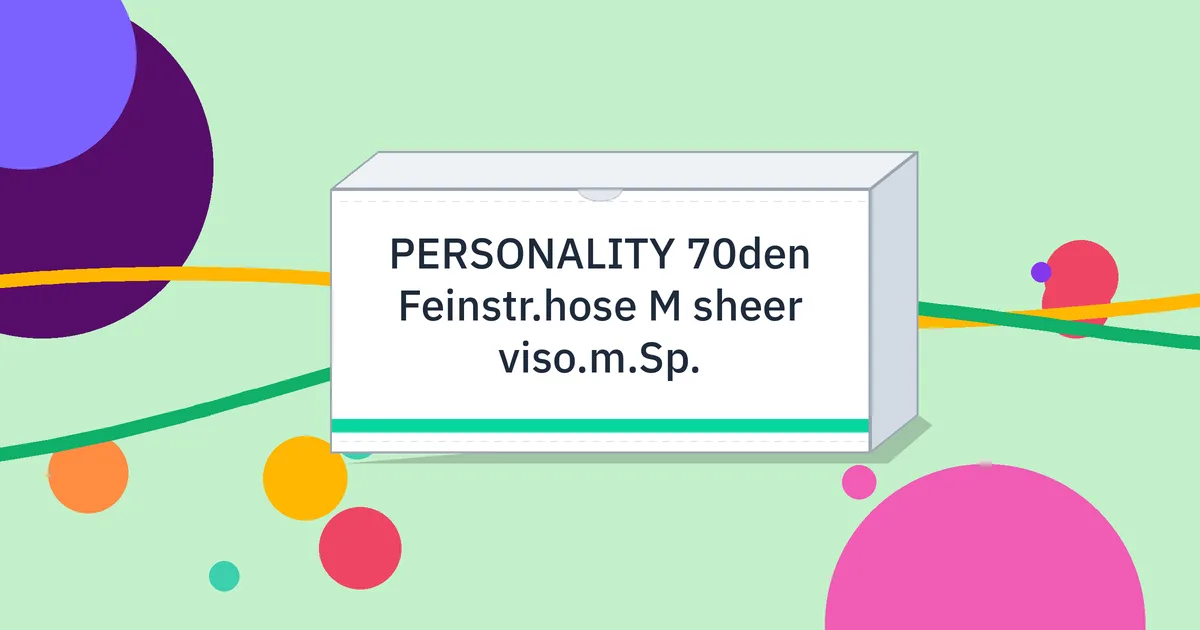Symbolbild: Packung mit der Aufschrift PERSONALITY 70den Feinstr.hose M sheer viso.m.Sp. (PZN 16189353) – Verfügbarkeit und Bezug in Apotheken in Frankfurt am Main