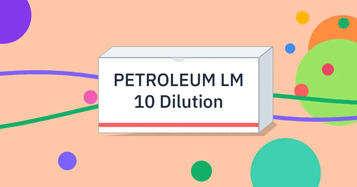 Symbolbild: Packung mit der Aufschrift PETROLEUM LM 10 Dilution (PZN 12977651) – Verfügbarkeit und Bezug in Apotheken in Frankfurt am Main
