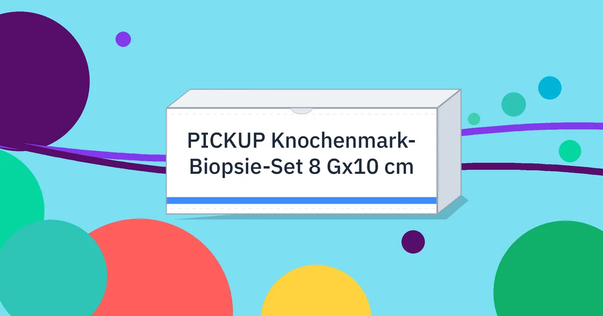 Symbolbild: Packung mit der Aufschrift PICKUP Knochenmark-Biopsie-Set 8 Gx10 cm (PZN 16362739) – Verfügbarkeit und Bezug in Apotheken in Frankfurt am Main