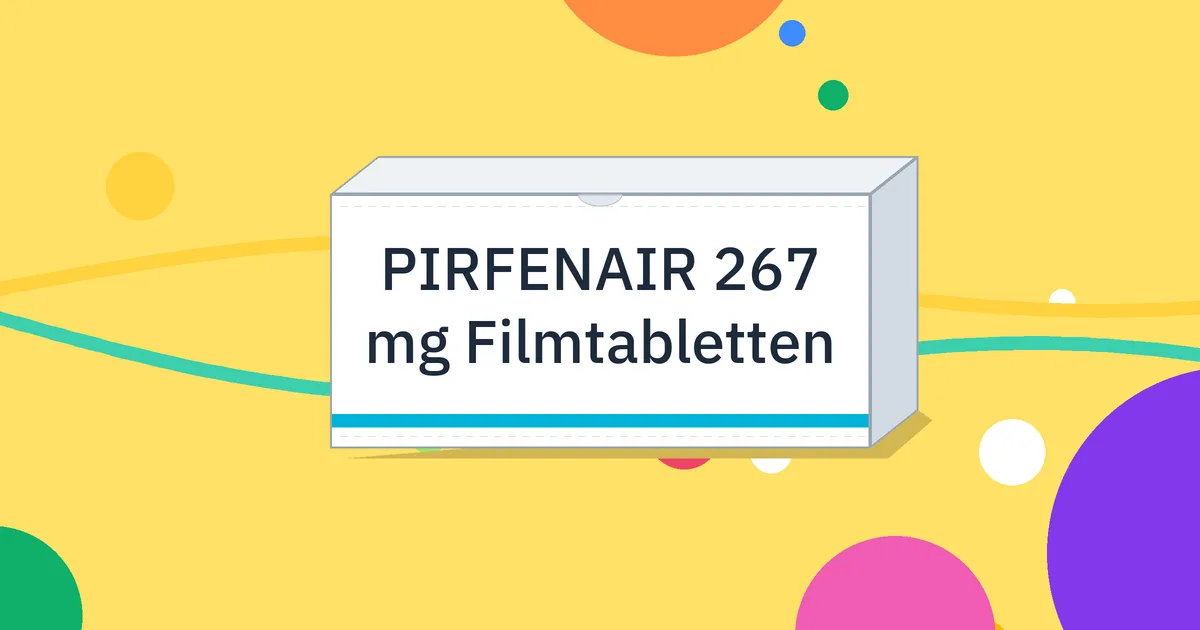 Symbolbild: Packung mit der Aufschrift PIRFENAIR 267 mg Filmtabletten (PZN 17854781) – Verfügbarkeit und Bezug in Apotheken in Frankfurt am Main