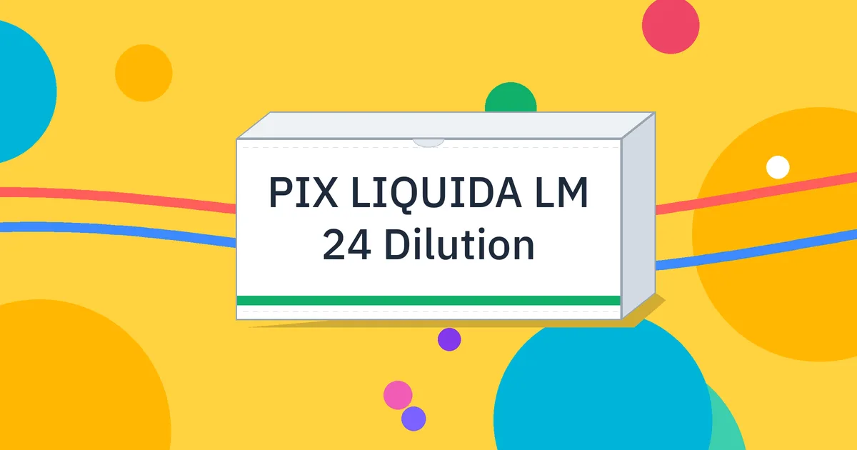 Symbolbild: Packung mit der Aufschrift PIX LIQUIDA LM 24 Dilution (PZN 13646399) – Verfügbarkeit und Bezug in Apotheken in Frankfurt am Main