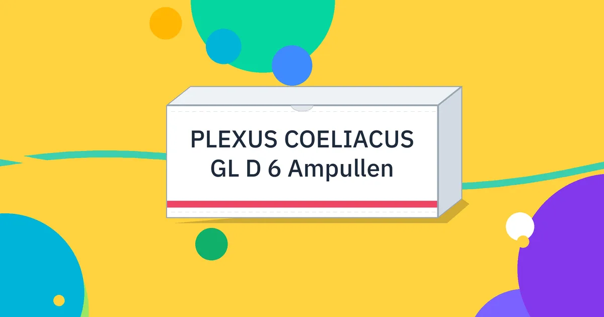 Symbolbild: Packung mit der Aufschrift PLEXUS COELIACUS GL D 6 Ampullen (PZN 02949748) – Verfügbarkeit und Bezug in Apotheken in Frankfurt am Main