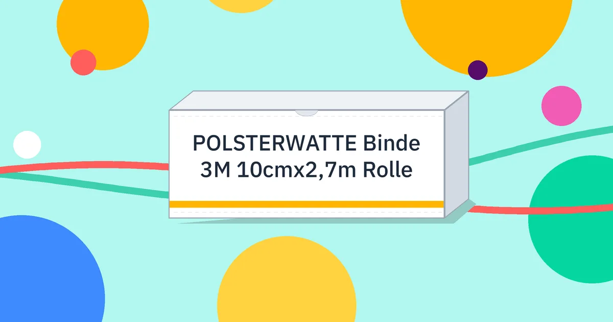 Symbolbild: Packung mit der Aufschrift POLSTERWATTE Binde 3M 10cmx2,7m Rolle (PZN 17900707) – Verfügbarkeit und Bezug in Apotheken in Frankfurt am Main