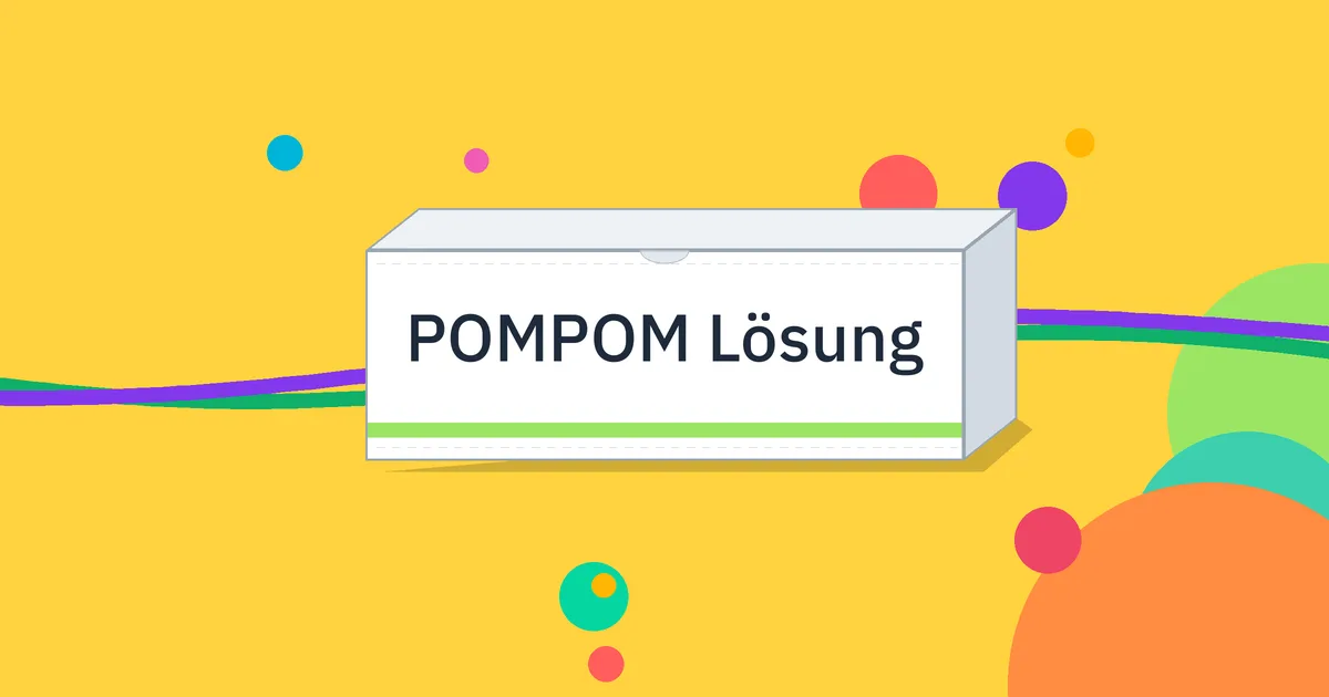 Symbolbild: Packung mit der Aufschrift POMPOM Lösung (PZN 05021656) – Verfügbarkeit und Bezug in Apotheken in Frankfurt am Main