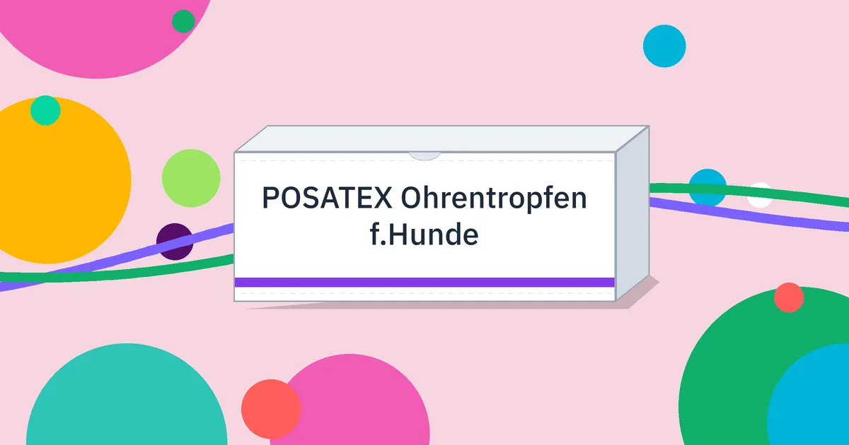 Symbolbild: Packung mit der Aufschrift POSATEX Ohrentropfen f.Hunde (PZN 08820843) – Verfügbarkeit und Bezug in Apotheken in Frankfurt am Main