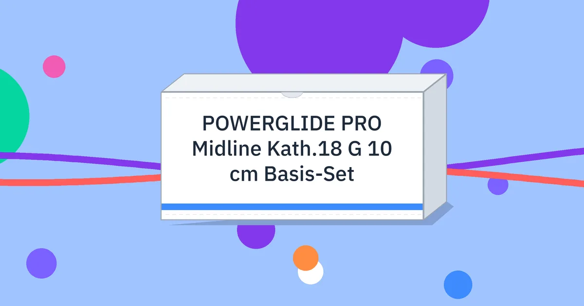 Symbolbild: Packung mit der Aufschrift POWERGLIDE PRO Midline Kath.18 G 10 cm Basis-Set (PZN 17151298) – Verfügbarkeit und Bezug in Apotheken in Frankfurt am Main