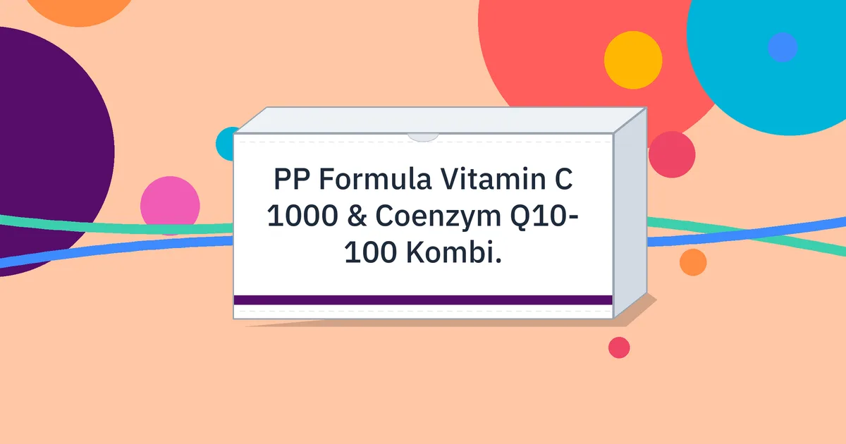Symbolbild: Packung mit der Aufschrift PP Formula Vitamin C 1000 & Coenzym Q10-100 Kombi. (PZN 15734386) – Verfügbarkeit und Bezug in Apotheken in Frankfurt am Main