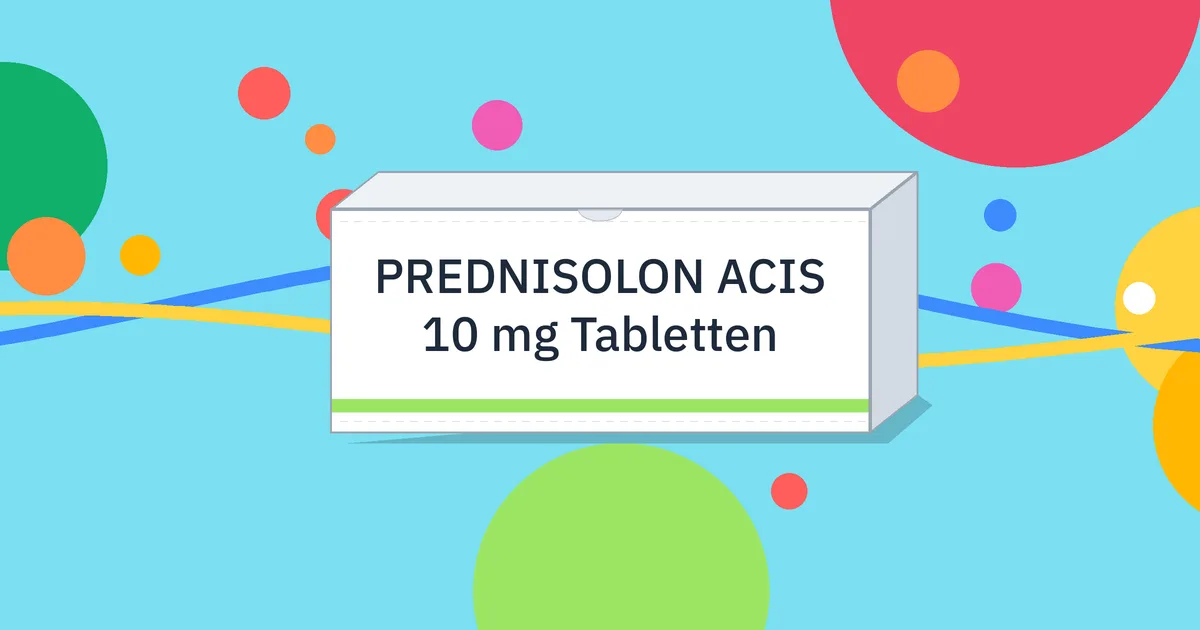 Symbolbild: Packung mit der Aufschrift PREDNISOLON ACIS 10 mg Tabletten (PZN 02107908) – Verfügbarkeit und Bezug in Apotheken in Frankfurt am Main
