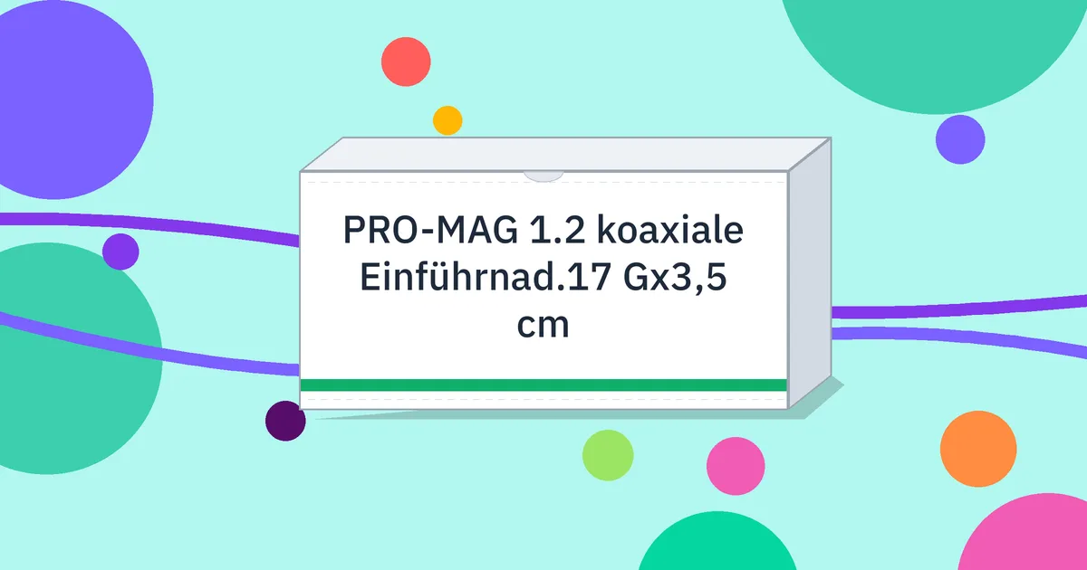 Symbolbild: Packung mit der Aufschrift PRO-MAG 1.2 koaxiale Einführnad.17 Gx3,5 cm (PZN 06768096) – Verfügbarkeit und Bezug in Apotheken in Frankfurt am Main