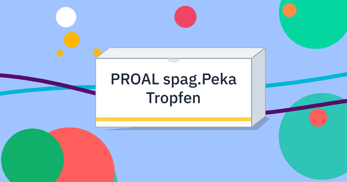 Symbolbild: Packung mit der Aufschrift PROAL spag.Peka Tropfen (PZN 02738649) – Verfügbarkeit und Bezug in Apotheken in Frankfurt am Main