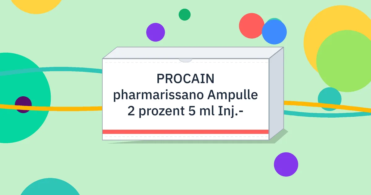 Symbolbild: Packung mit der Aufschrift PROCAIN pharmarissano Ampulle 2 prozent 5 ml Inj.- (PZN 16816318) – Verfügbarkeit und Bezug in Apotheken in Frankfurt am Main