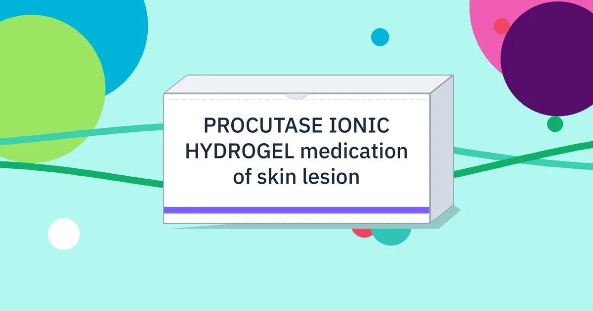 Symbolbild: Packung mit der Aufschrift PROCUTASE IONIC HYDROGEL medication of skin lesion (PZN 12478971) – Verfügbarkeit und Bezug in Apotheken in Frankfurt am Main