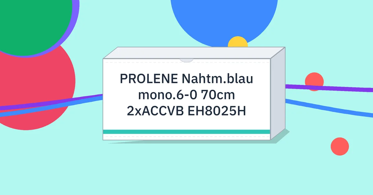 Symbolbild: Packung mit der Aufschrift PROLENE Nahtm.blau mono.6-0 70cm 2xACCVB EH8025H (PZN 20852981) – Verfügbarkeit und Bezug in Apotheken in Frankfurt am Main