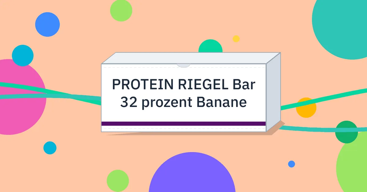 Symbolbild: Packung mit der Aufschrift PROTEIN RIEGEL Bar 32 prozent Banane (PZN 02232275) – Verfügbarkeit und Bezug in Apotheken in Frankfurt am Main