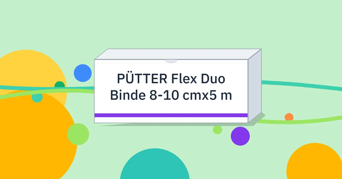 Symbolbild: Packung mit der Aufschrift PÜTTER Flex Duo Binde 8-10 cmx5 m (PZN 18374592) – Verfügbarkeit und Bezug in Apotheken in Frankfurt am Main