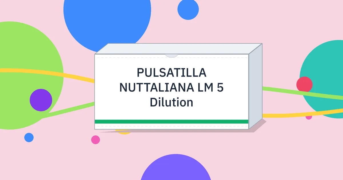 Symbolbild: Packung mit der Aufschrift PULSATILLA NUTTALIANA LM 5 Dilution (PZN 13671233) – Verfügbarkeit und Bezug in Apotheken in Frankfurt am Main
