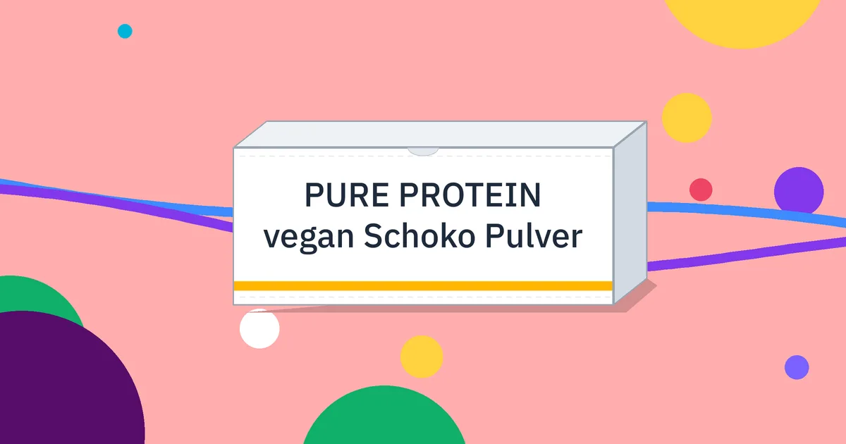 Symbolbild: Packung mit der Aufschrift PURE PROTEIN vegan Schoko Pulver (PZN 18679305) – Verfügbarkeit und Bezug in Apotheken in Frankfurt am Main