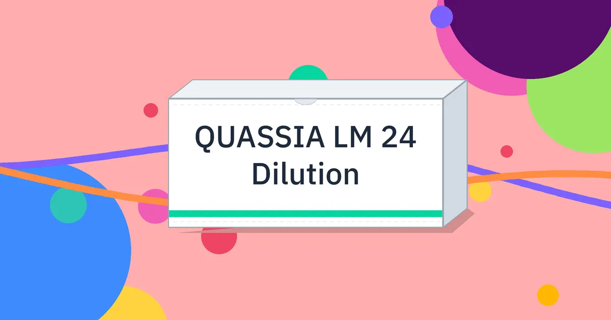 Symbolbild: Packung mit der Aufschrift QUASSIA LM 24 Dilution (PZN 13673350) – Verfügbarkeit und Bezug in Apotheken in Frankfurt am Main