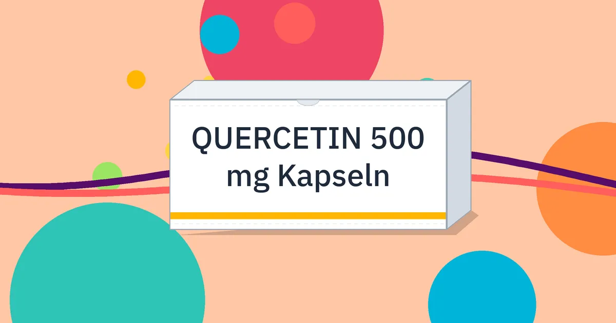 Symbolbild: Packung mit der Aufschrift QUERCETIN 500 mg Kapseln (PZN 18486871) – Verfügbarkeit und Bezug in Apotheken in Frankfurt am Main