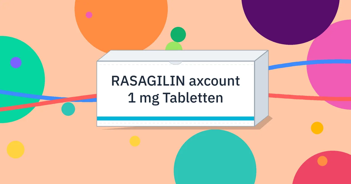 Symbolbild: Packung mit der Aufschrift RASAGILIN axcount 1 mg Tabletten (PZN 16790079) – Verfügbarkeit und Bezug in Apotheken in Frankfurt am Main