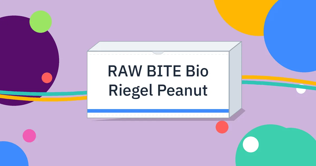 Symbolbild: Packung mit der Aufschrift RAW BITE Bio Riegel Peanut (PZN 14337111) – Verfügbarkeit und Bezug in Apotheken in Frankfurt am Main