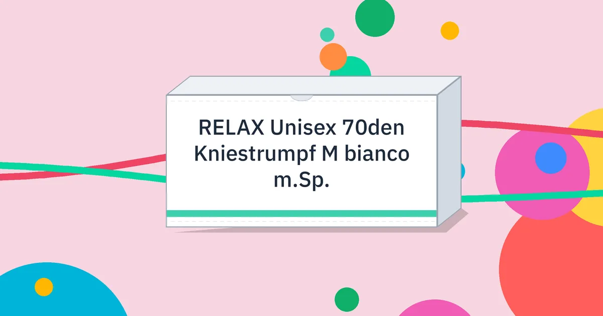 Symbolbild: Packung mit der Aufschrift RELAX Unisex 70den Kniestrumpf M bianco m.Sp. (PZN 01379817) – Verfügbarkeit und Bezug in Apotheken in Frankfurt am Main