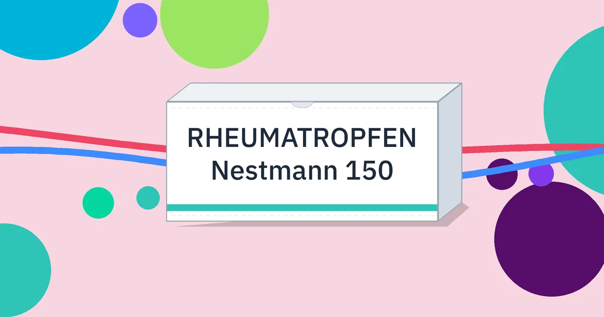 Symbolbild: Packung mit der Aufschrift RHEUMATROPFEN Nestmann 150 (PZN 01009641) – Verfügbarkeit und Bezug in Apotheken in Frankfurt am Main