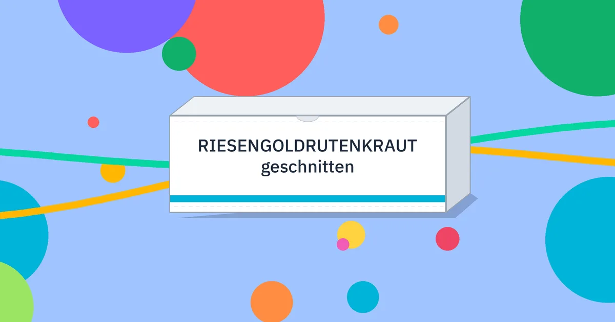 Symbolbild: Packung mit der Aufschrift RIESENGOLDRUTENKRAUT geschnitten (PZN 11310086) – Verfügbarkeit und Bezug in Apotheken in Frankfurt am Main