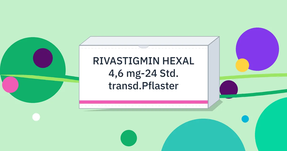 Symbolbild: Packung mit der Aufschrift RIVASTIGMIN HEXAL 4,6 mg-24 Std. transd.Pflaster (PZN 04709876) – Verfügbarkeit und Bezug in Apotheken in Frankfurt am Main